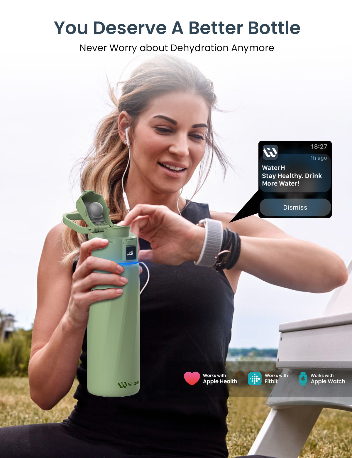 WaterH Smart Water Bottle 24 oz with Hydration Tracking | Official Sto ...