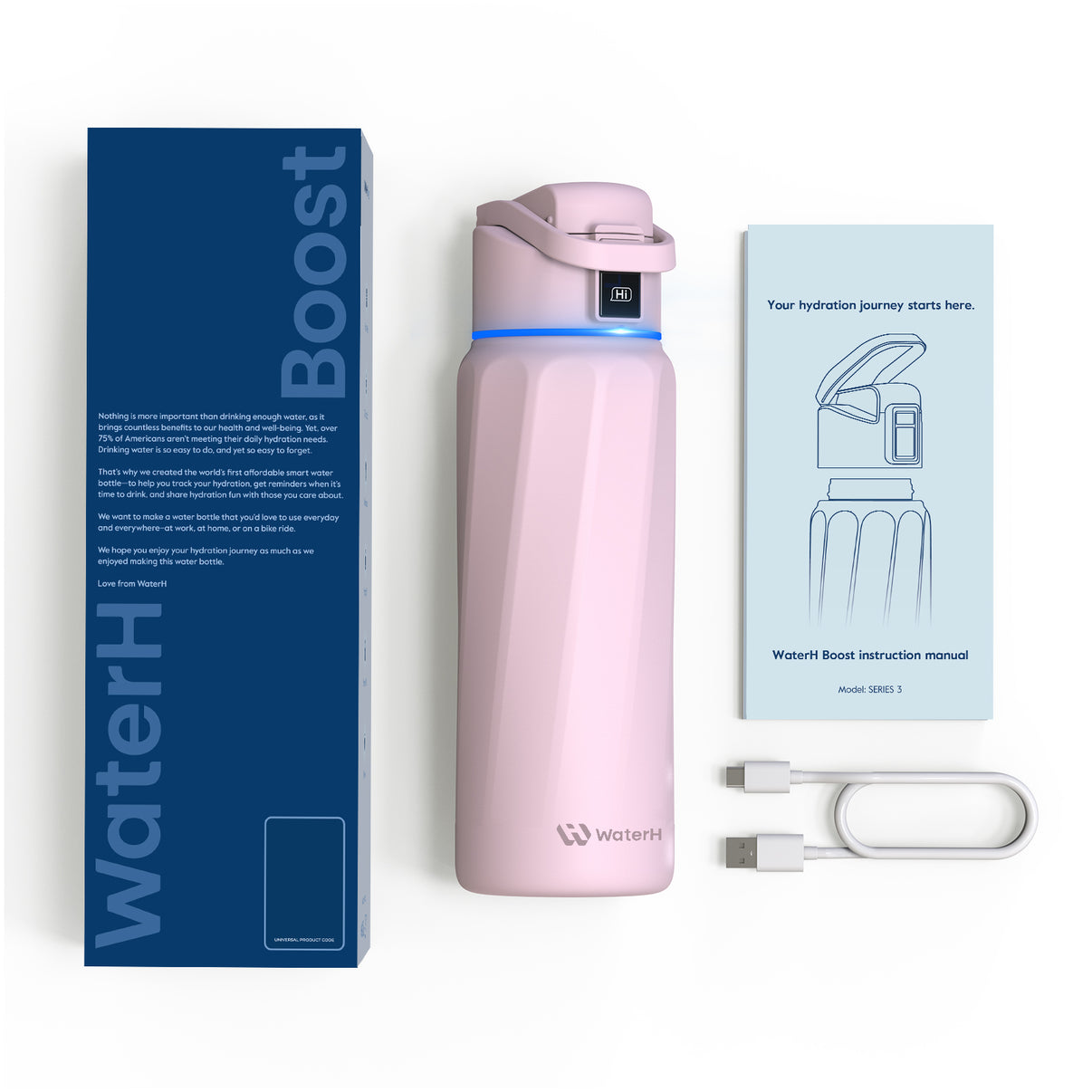 WaterH Boost Smart Water Bottle 32oz. Hydration Tracking & Reminder ...